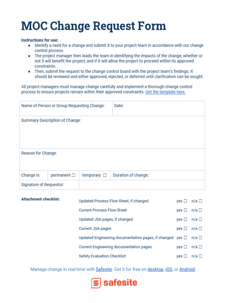 MOC Change Request Form | PDF