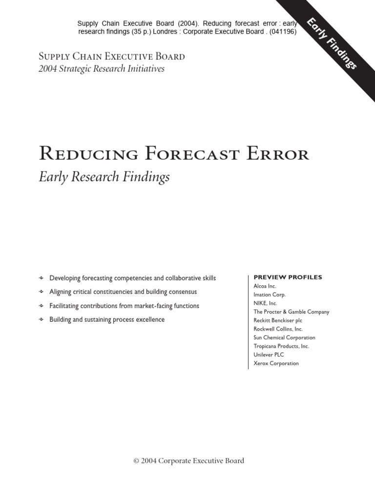 Reducing Forecast Error: Early Research Findings | PDF | Forecasting ...