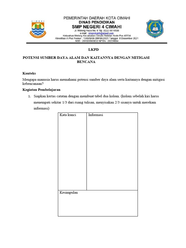 LKPD - Sda Dan Mitigasi | PDF | Ilmu Sosial | Teknologi & Rekayasa