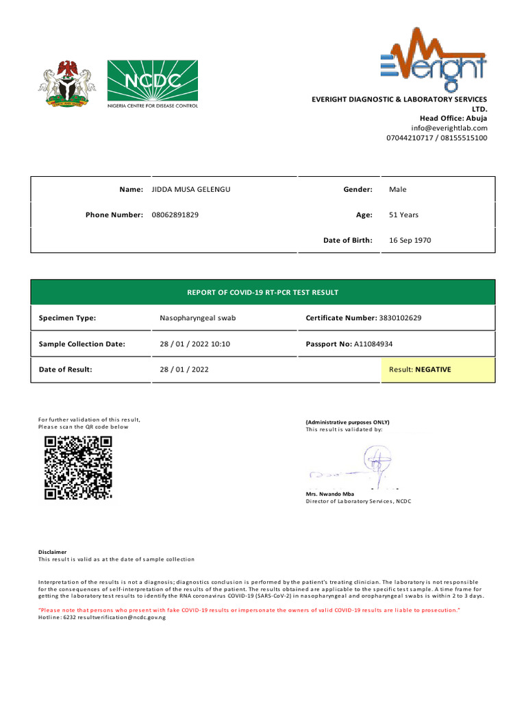 Everight Diagnostic & Laboratory Services Ltd. Head Office: Abuja | PDF