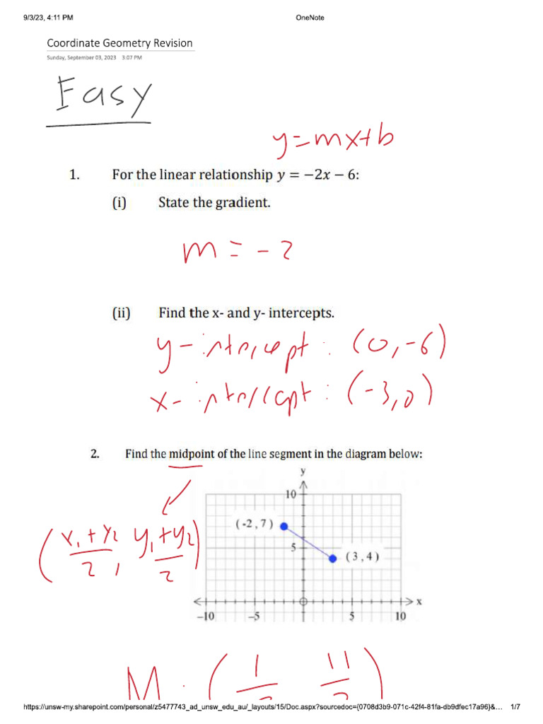 Coordinate Geometry Lesson Notes | PDF