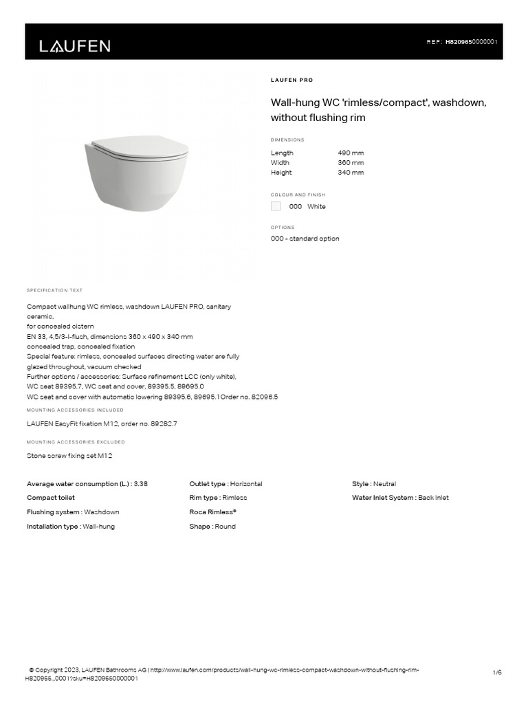 LAUFEN H8209650000001 en INT | PDF | Manufactured Goods