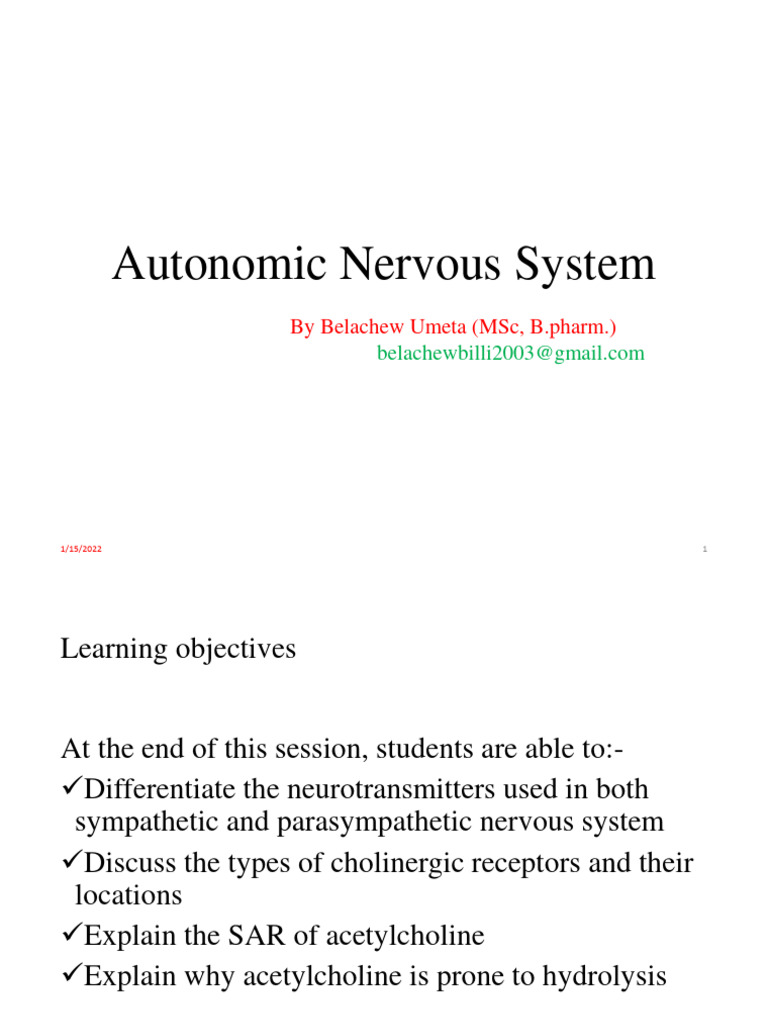 Med Chem ANS Drugs | PDF | Acetylcholine | Autonomic Nervous System