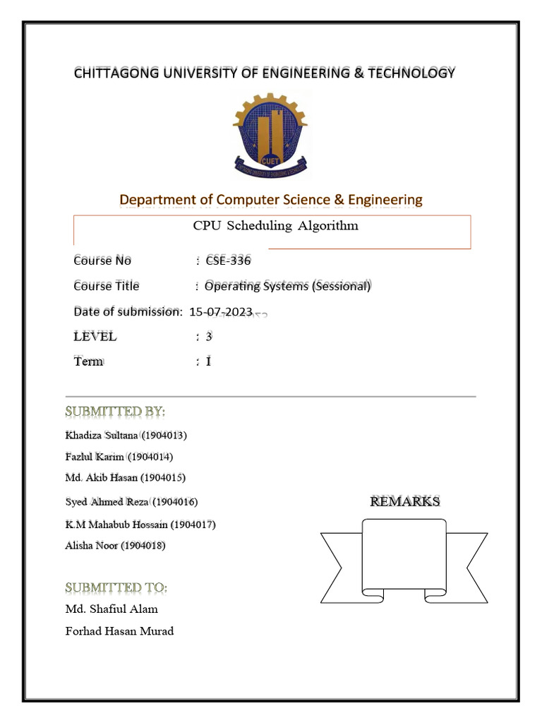 Cpu Scheduling Algorithm Assignment Pdf Scheduling Computing Process Computing 
