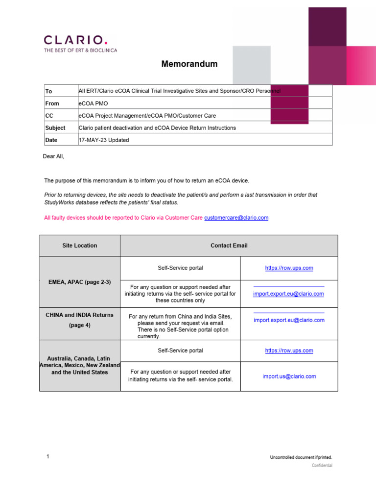 eCOA Device Return Instructions - 17may23 | PDF | United Parcel Service ...