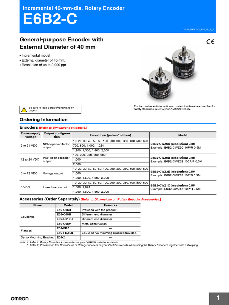 q085 E6b2-C Incremental Rotary Encoder 40 MM Datasheet en | PDF | Power ...