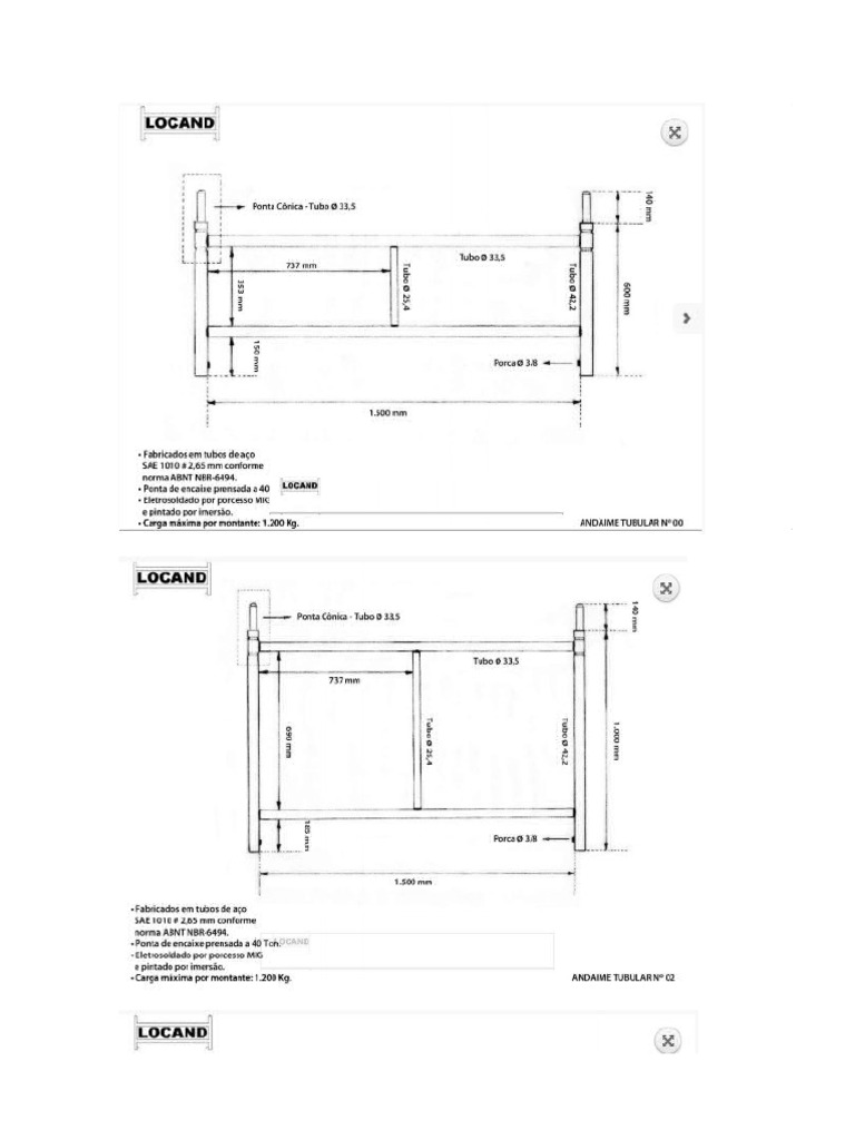 Modelos de Andaimes e Suas Medidas | PDF