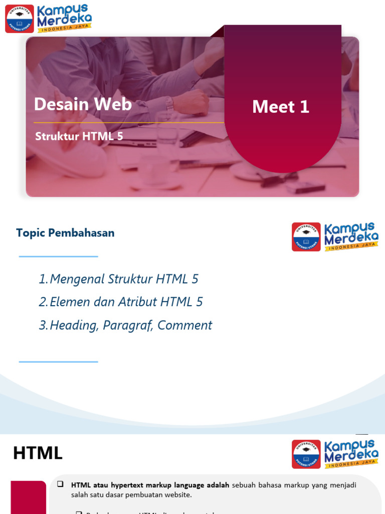 Pertemuan 1 - Struktur Dasar HTML 5 | PDF