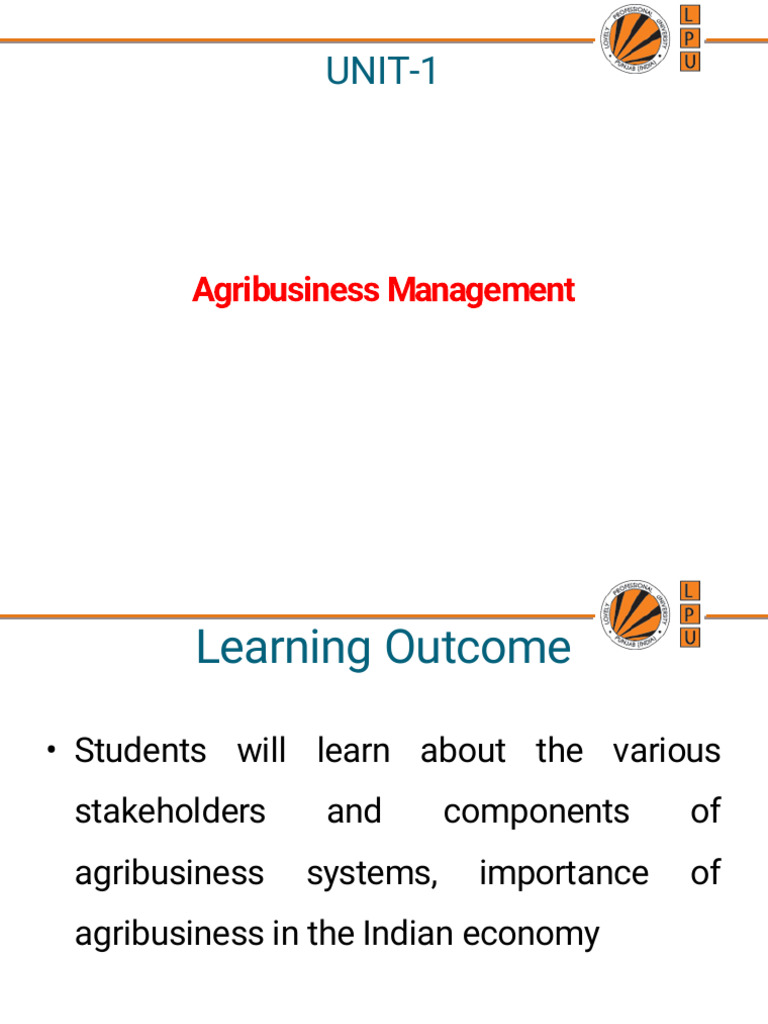 UNIT-1 (Introduction To Agribusiness Management) | PDF | Agribusiness ...