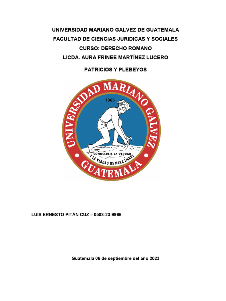 Patricios y Plebeyos | PDF | Roma antigua | Europa antigua