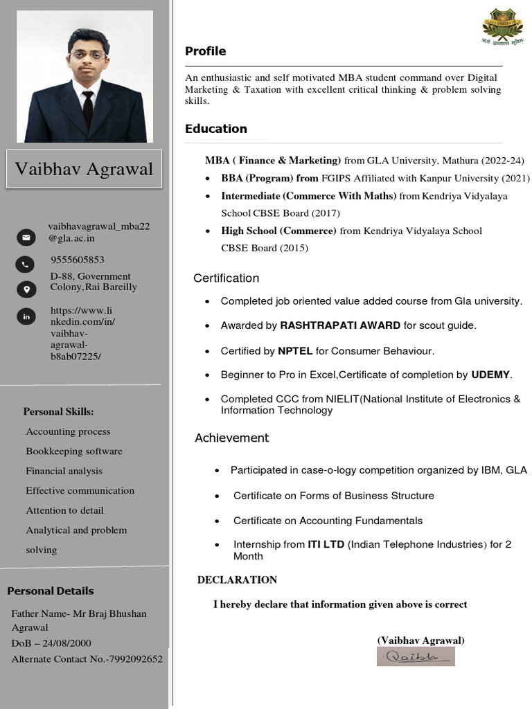 Vaibhav CV 4 | PDF | Economies | Business