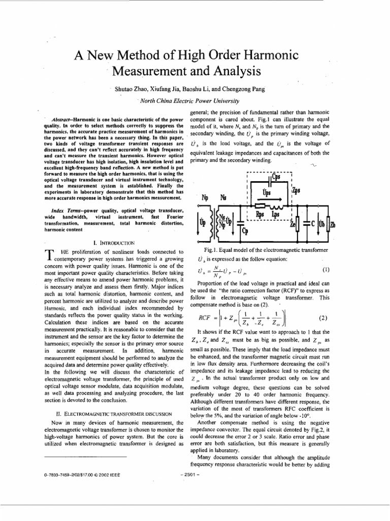 Method High Order Harmonic Measurement and Analysis: New of | PDF ...