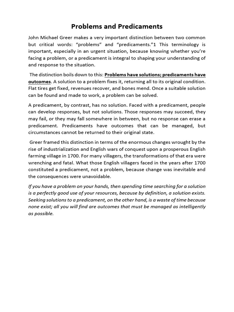 Problems Vs Predicament | PDF | Career & Growth