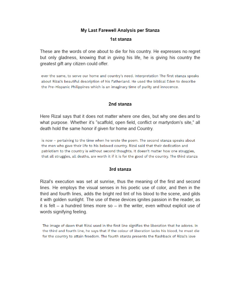 My Last Farewell Poem Recitation | PDF
