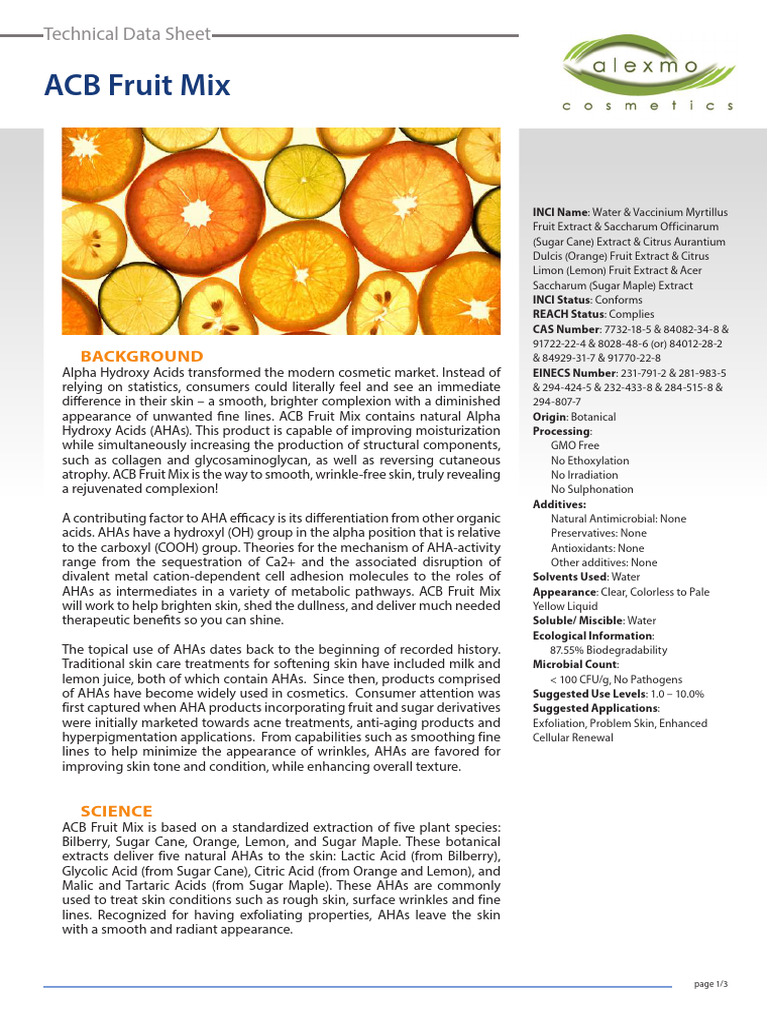 Acb Fruit Mix Technisches Datenblatt Alexmo 2019 | PDF | Carboxylic ...