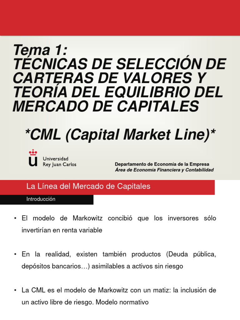 Tema 1 - CML | PDF | Inversiones | Economias