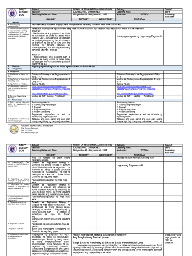 EsP9 DLLQ2 2week 4 | PDF