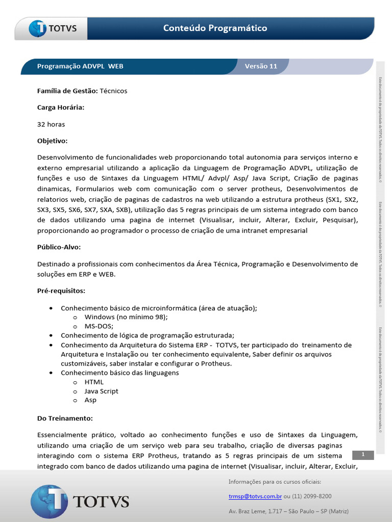 Programação Web com ADVPL | PDF | Rede mundial de computadores ...