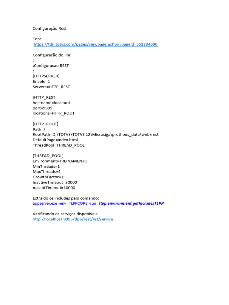 Configuração Rest TLPP | PDF | Information Technology | Computer Data