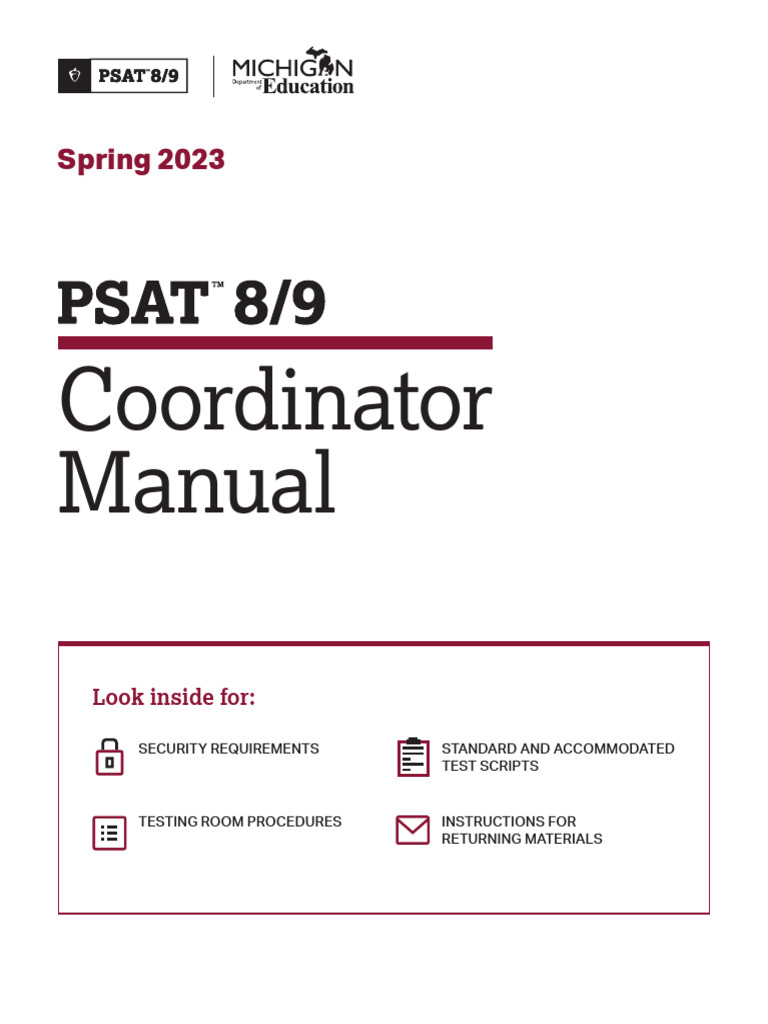 PSAT 89 Coordinator Manual | PDF | Sat | Psat/Nmsqt
