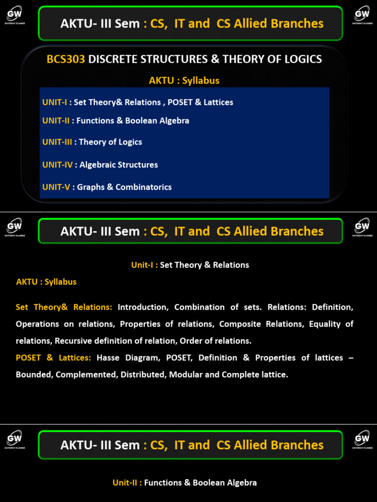 Aktu-Iii Sem:: CS, IT and CS Allied Branches | PDF | Group (Mathematics) | Boolean Algebra