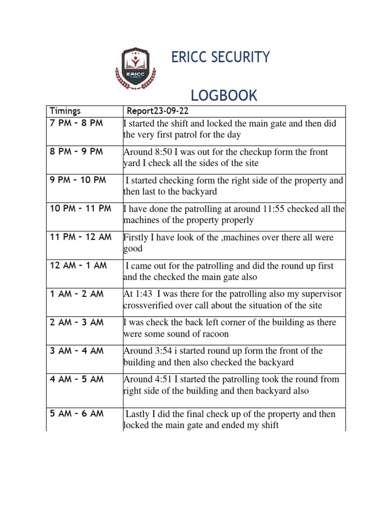 Ericc Security Logbook | PDF