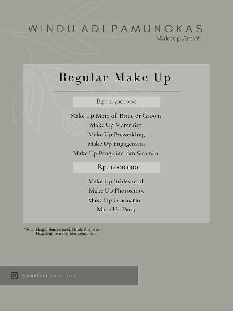Price List Reguler Make Up | PDF