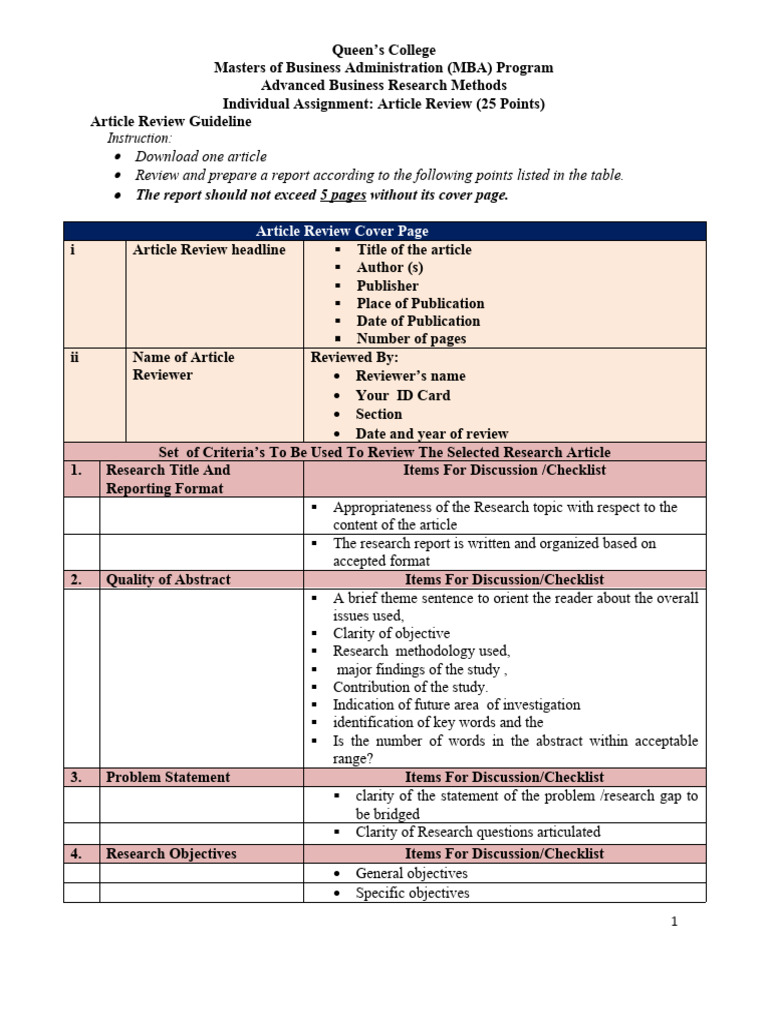 Article Review Guideline | PDF | Epistemology Of Science | Methodology Article Review Guideline | PDF | Epistemology Of Science | Methodology