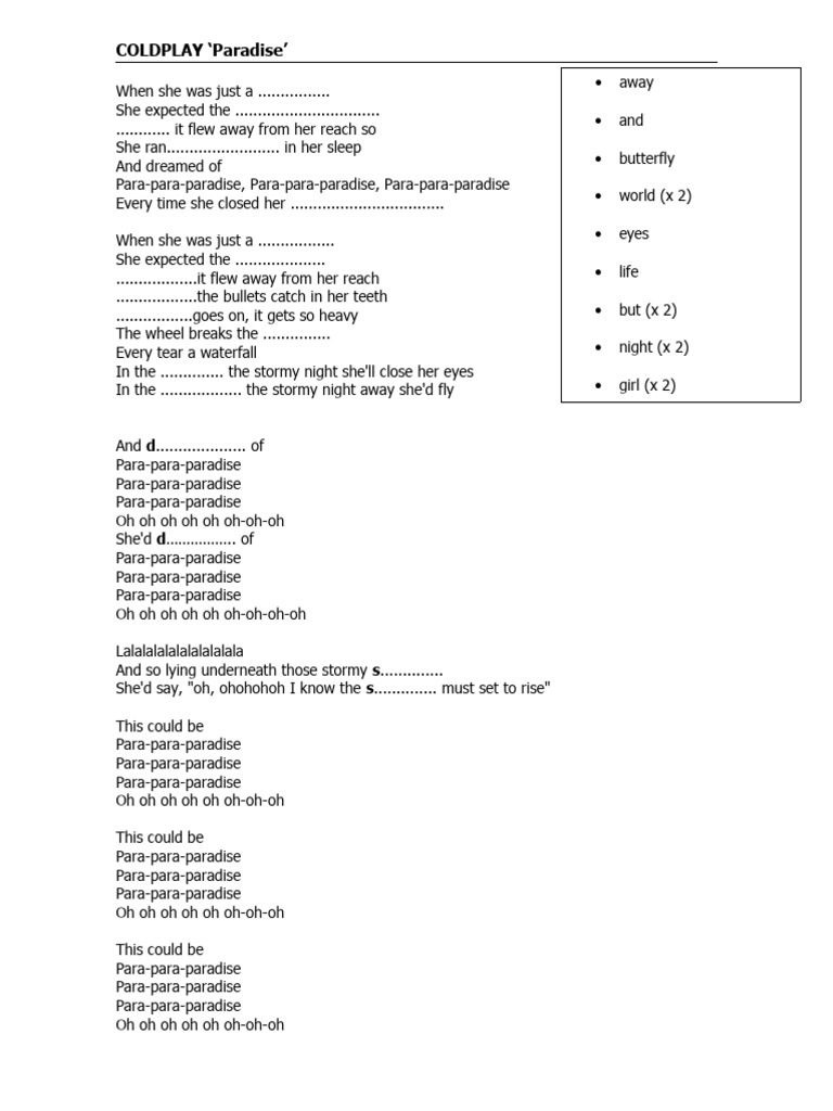 Paradise Coldplay | PDF