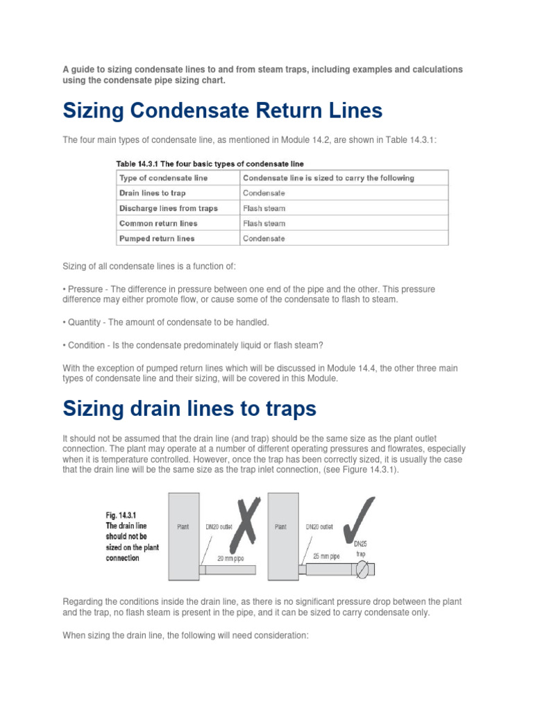 Sizing Guide for Condensate Lines | PDF | Steam | Pressure