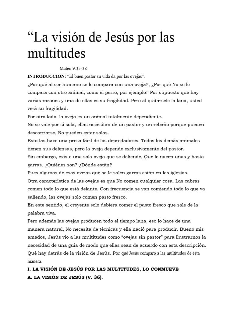 La Visión de Jesús Por Las Multitudes | PDF | Oveja | Jesús