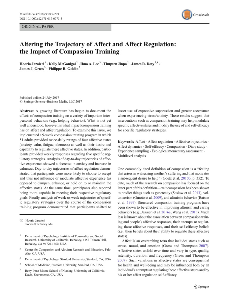 Jazaieri 2018 Altering The Trajectory of Affect A | PDF | Affect ...