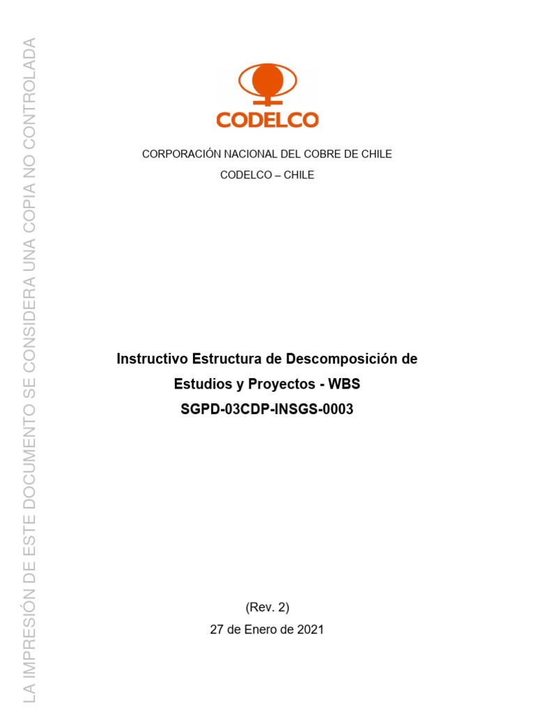 Instructivo WBS para Proyectos SGPD | PDF | Presupuesto | Gestión de ...