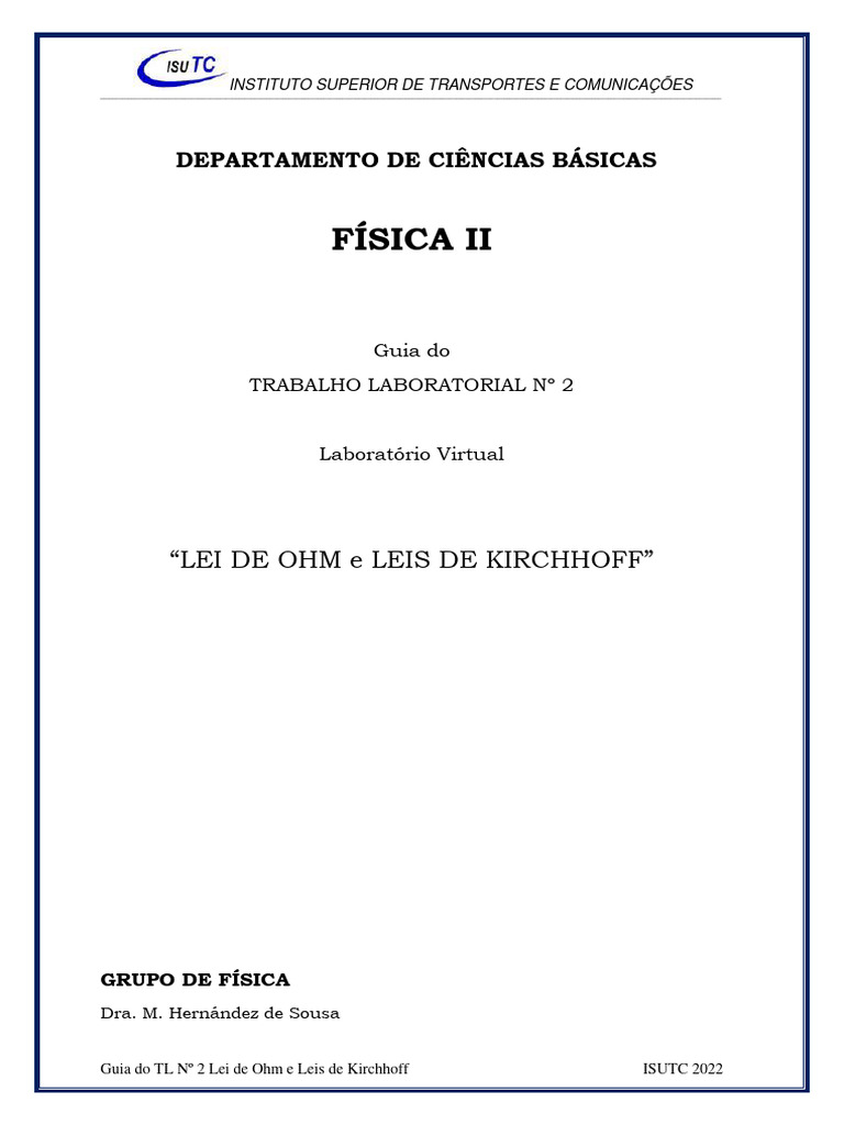 FÍSICA II-Guia TLab Virtual #2-Lei de Ohm e Leis de Kirchhoff - 12-07 ...