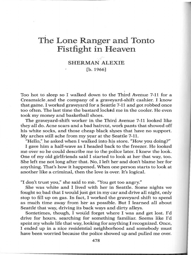 Alexie-Lone Ranger and Tonto Fistfight Story | PDF