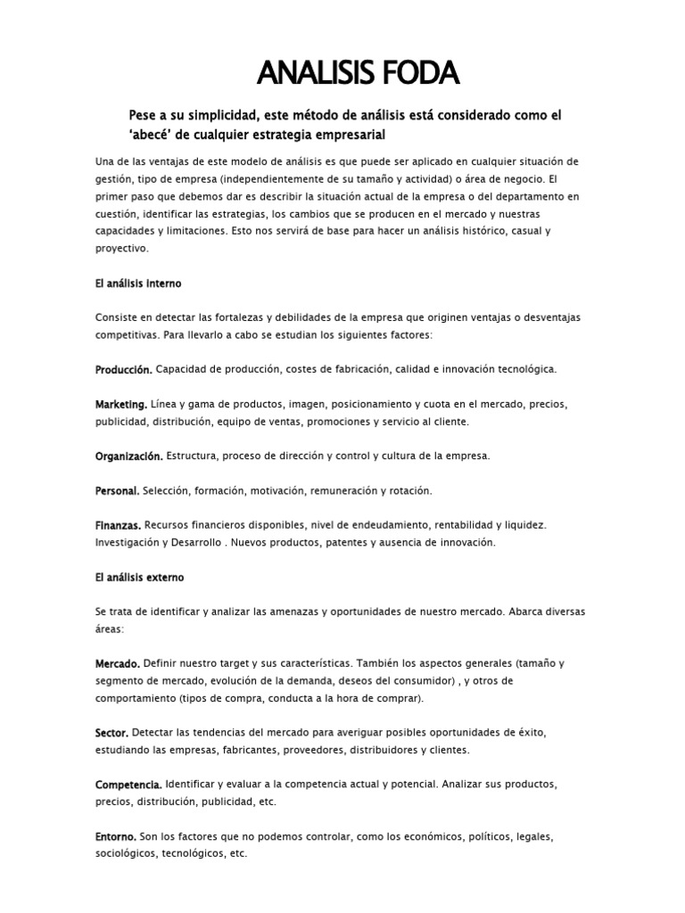 Analisis Foda Personal | PDF | Análisis FODA | Business Analisis Foda Personal | PDF | Análisis FODA | Business