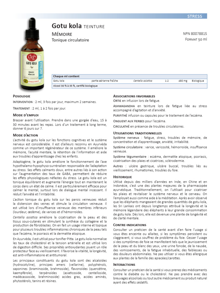 T. Gotu Kola | PDF | Varices | Mémoire