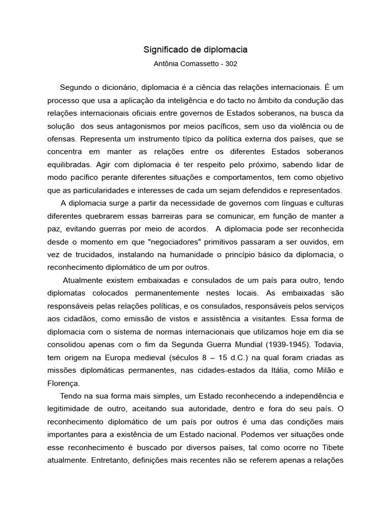 Essência e Evolução da Diplomacia | PDF | Diplomacia | Missão diplomática