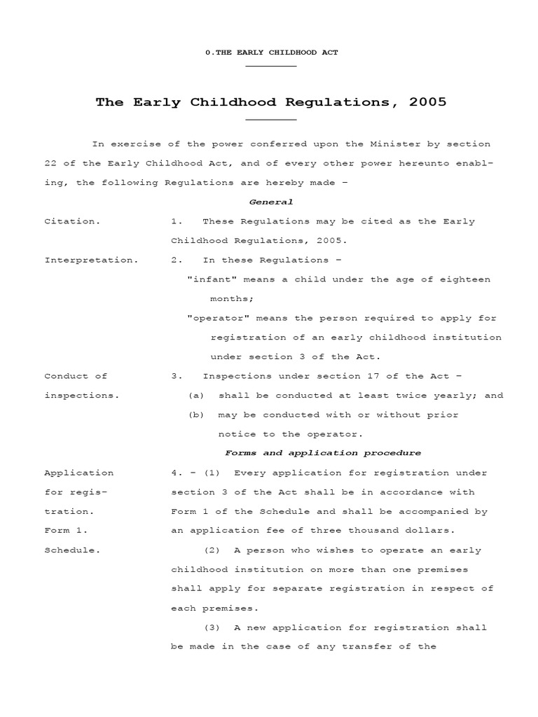 Early Childhood Regulations - 2005 | PDF | First Aid | Academic Degree