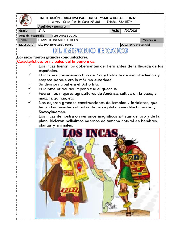 Guia Personal El Imperio Incaico - Origen | PDF | Imperio Inca