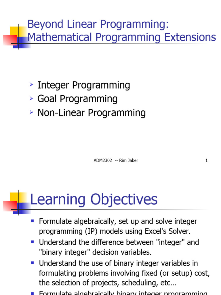 Integer Programming Techniques Explained | PDF | Linear Programming ...