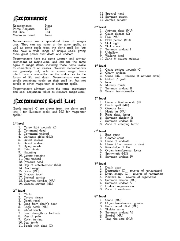 Labyrinth Lord - Necromancer | PDF | Burial