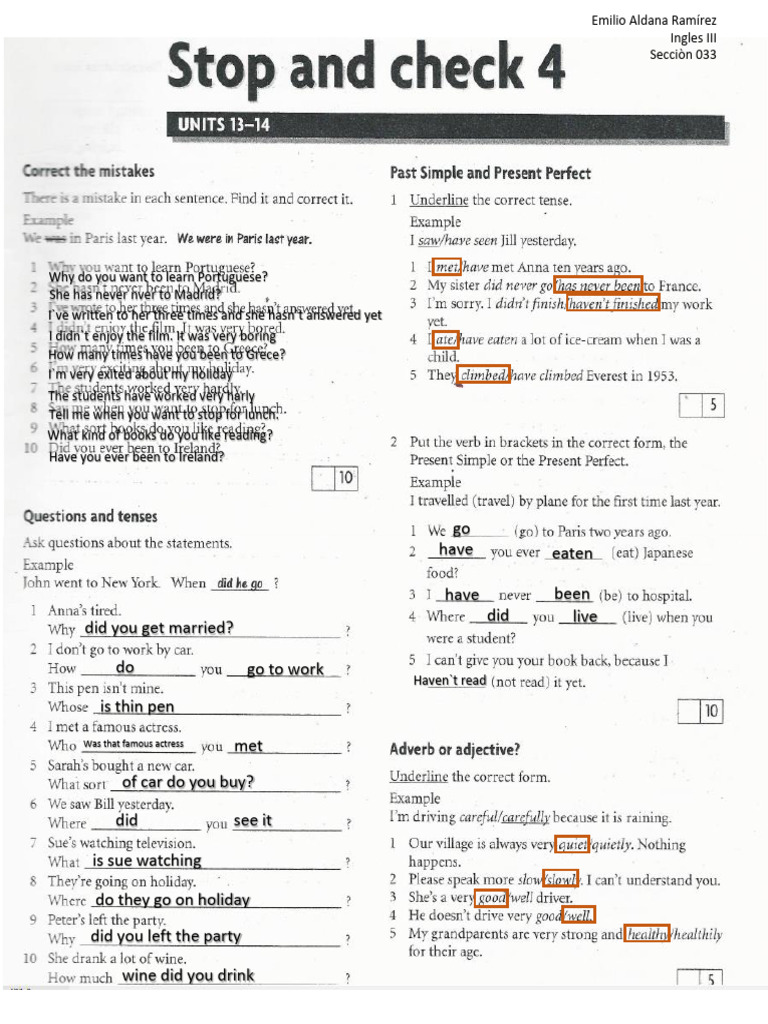 Stop and Check 13 - 14 | PDF