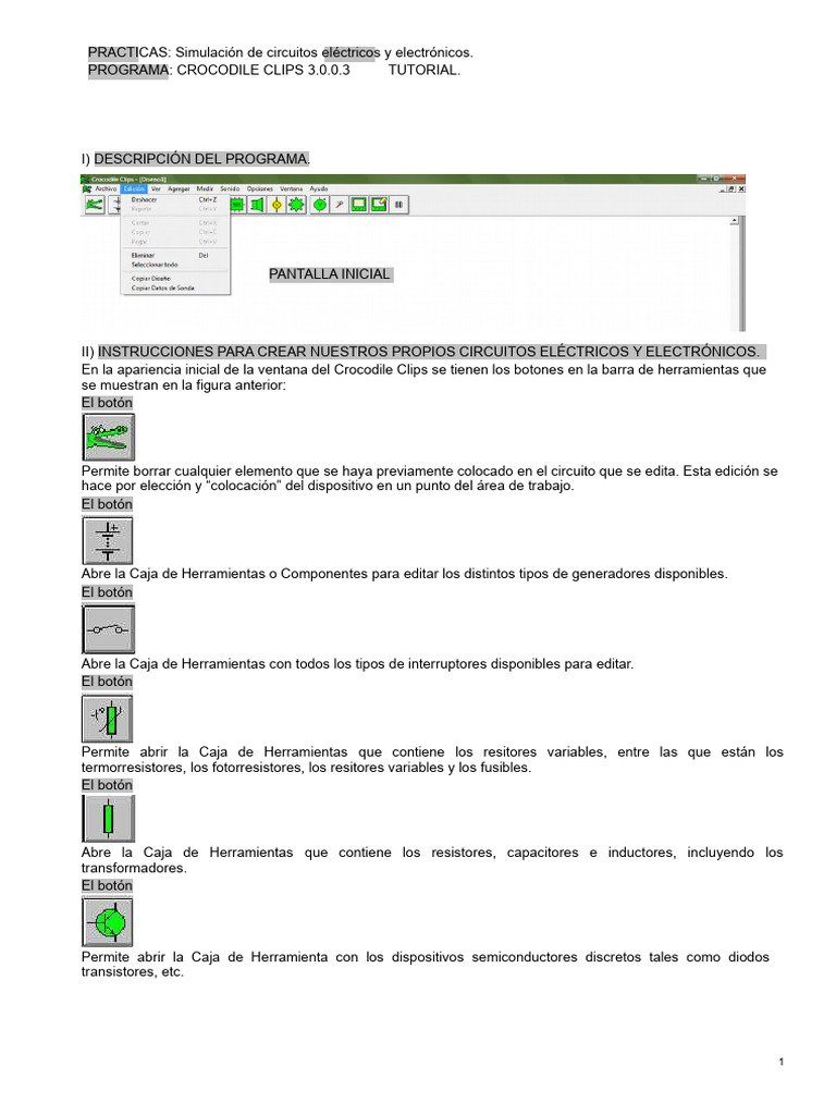 Tutorial Crocodile Clips: Simulación de Circuitos | PDF | Relé | Corriente eléctrica