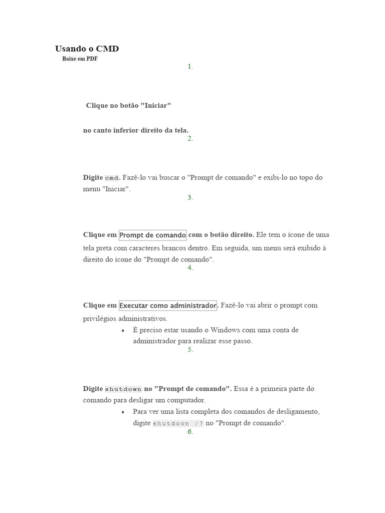 Comandos CMD para Desligar PCs Remotos | PDF | Janela (informática) | PCs (computadores)