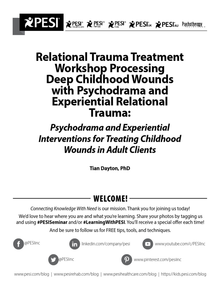 Manual Relational Trauma Treatment Workshop Processing Deep Childhood ...