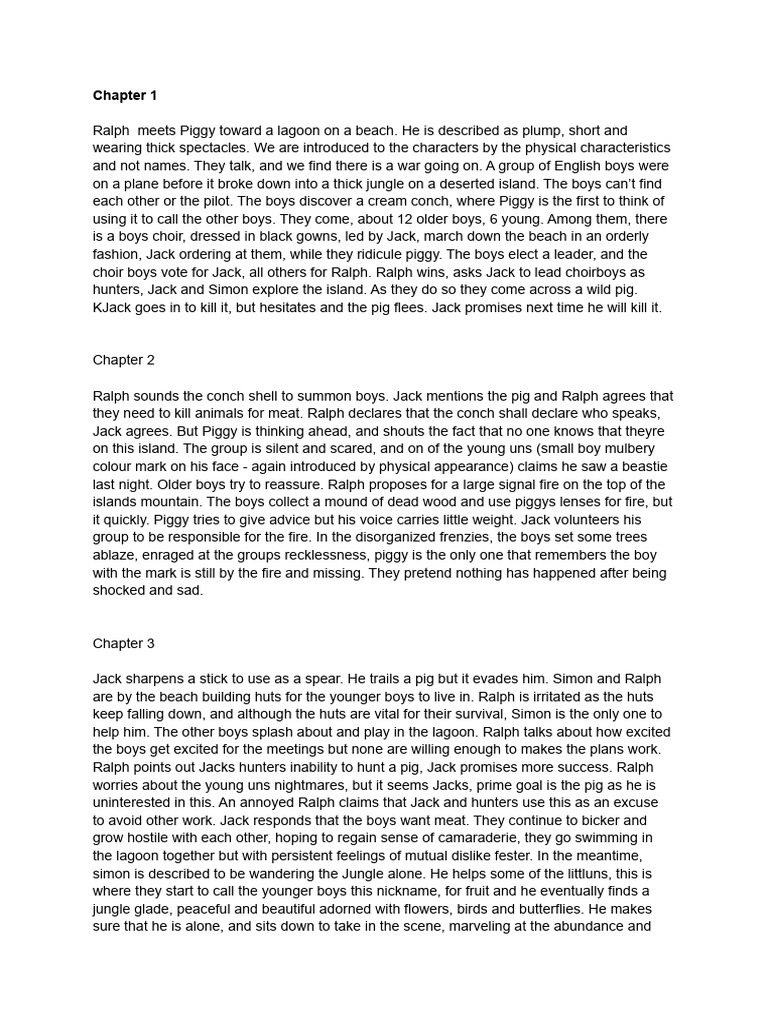 LOTF Chapter Summaries | PDF