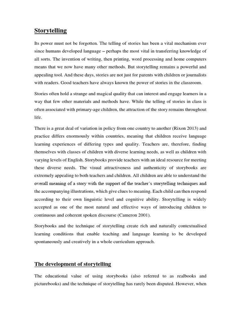 Storytelling History | PDF | Learning | Storytelling