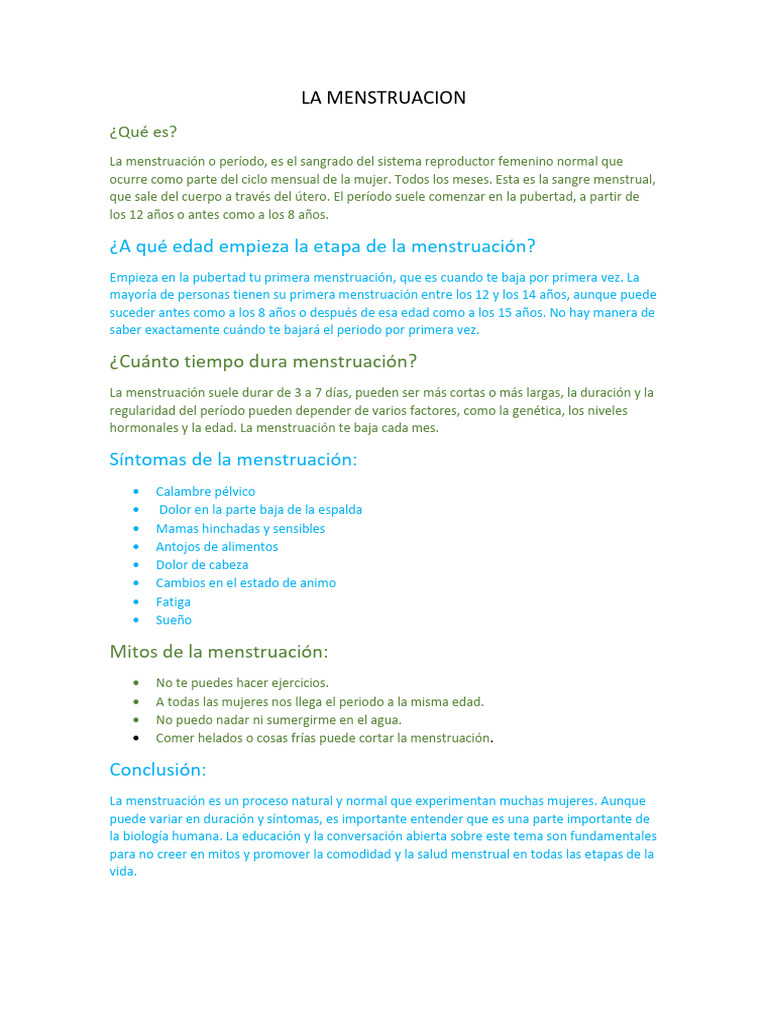 LA MENSTRUACION | PDF
