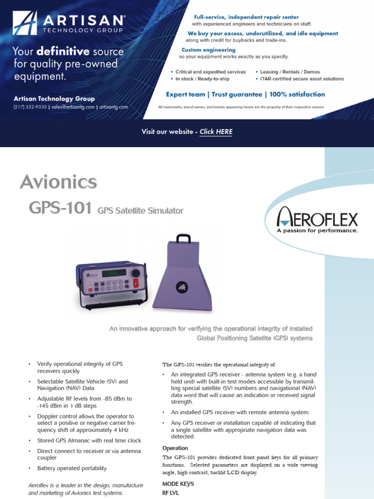 Cobham - Aeroflex - IFR GPS-101 Datasheet | PDF | Global Positioning ...